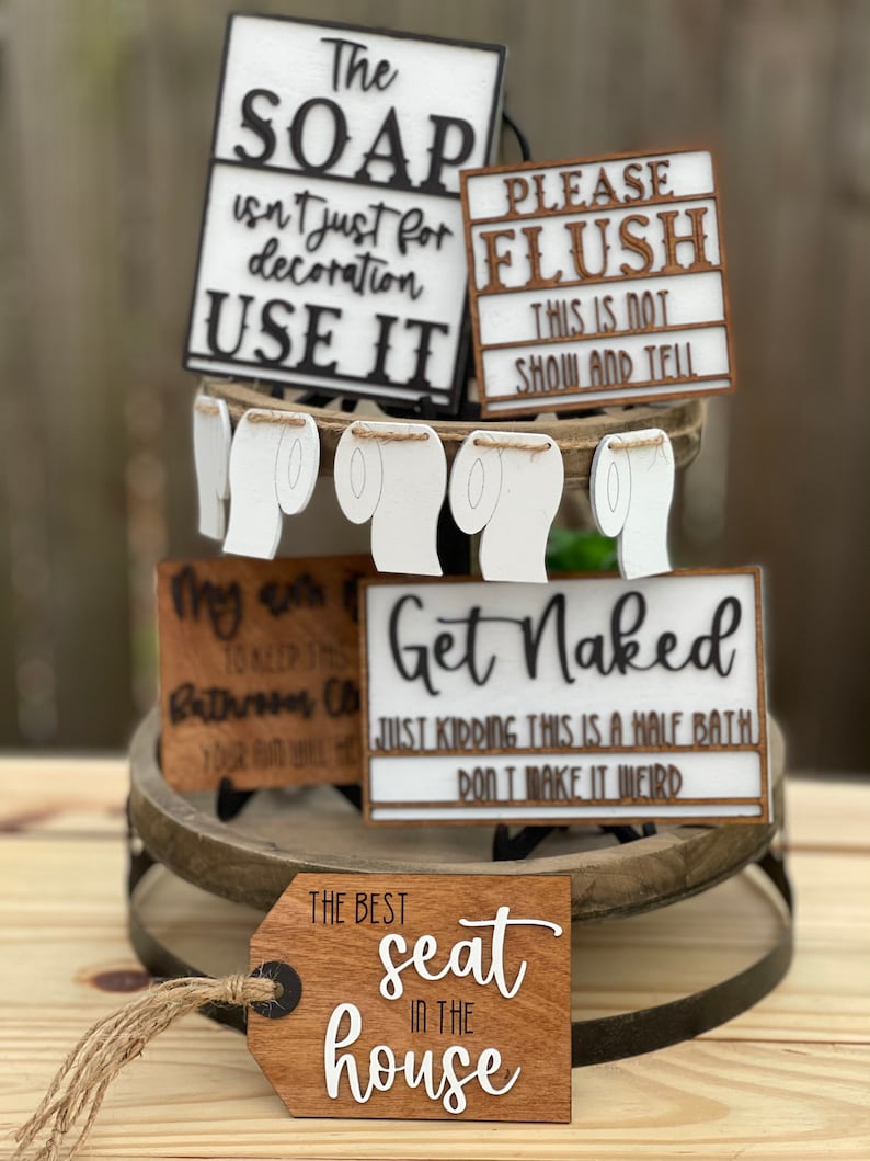 Funny Bathroom Quotes Tier Tray Set - Etsy