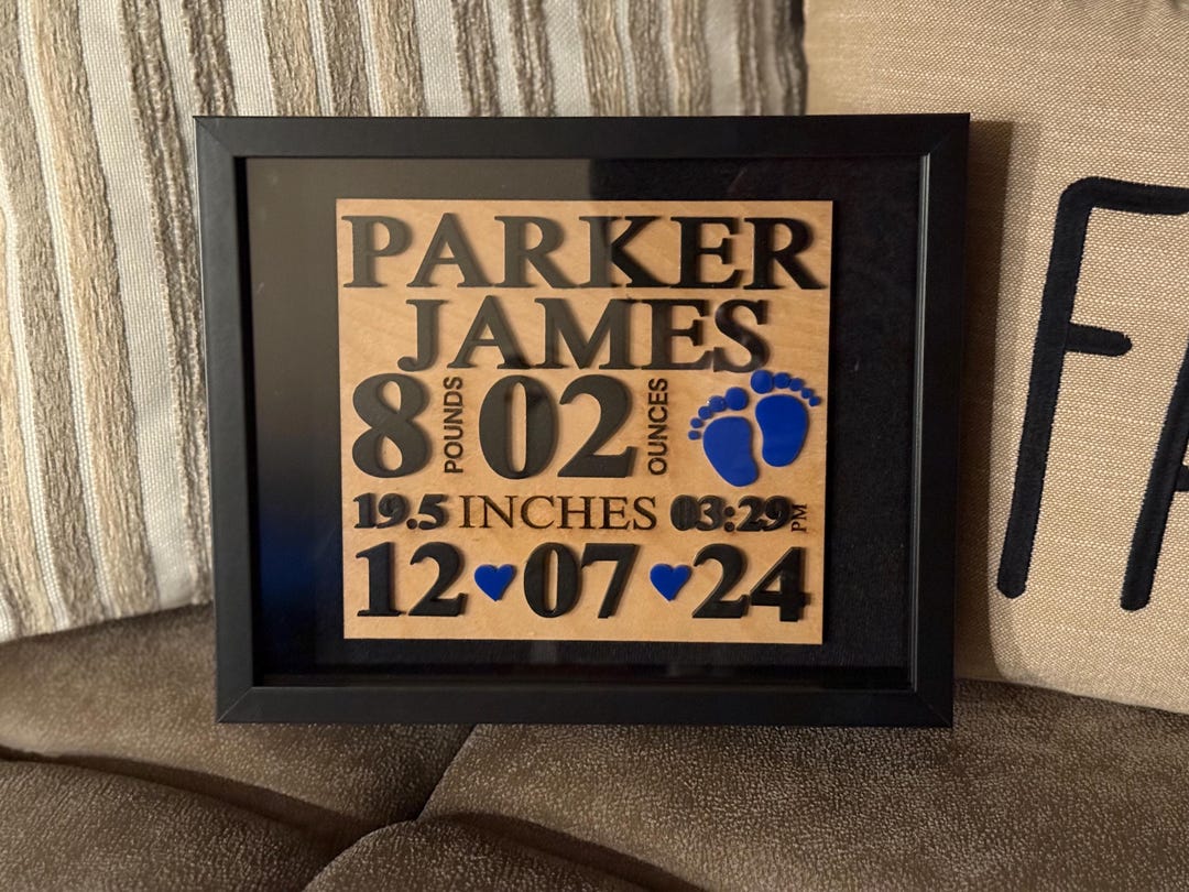 Baby Stats Shadow Box, New Baby Hospital Stats Sign, New Baby Gift ...