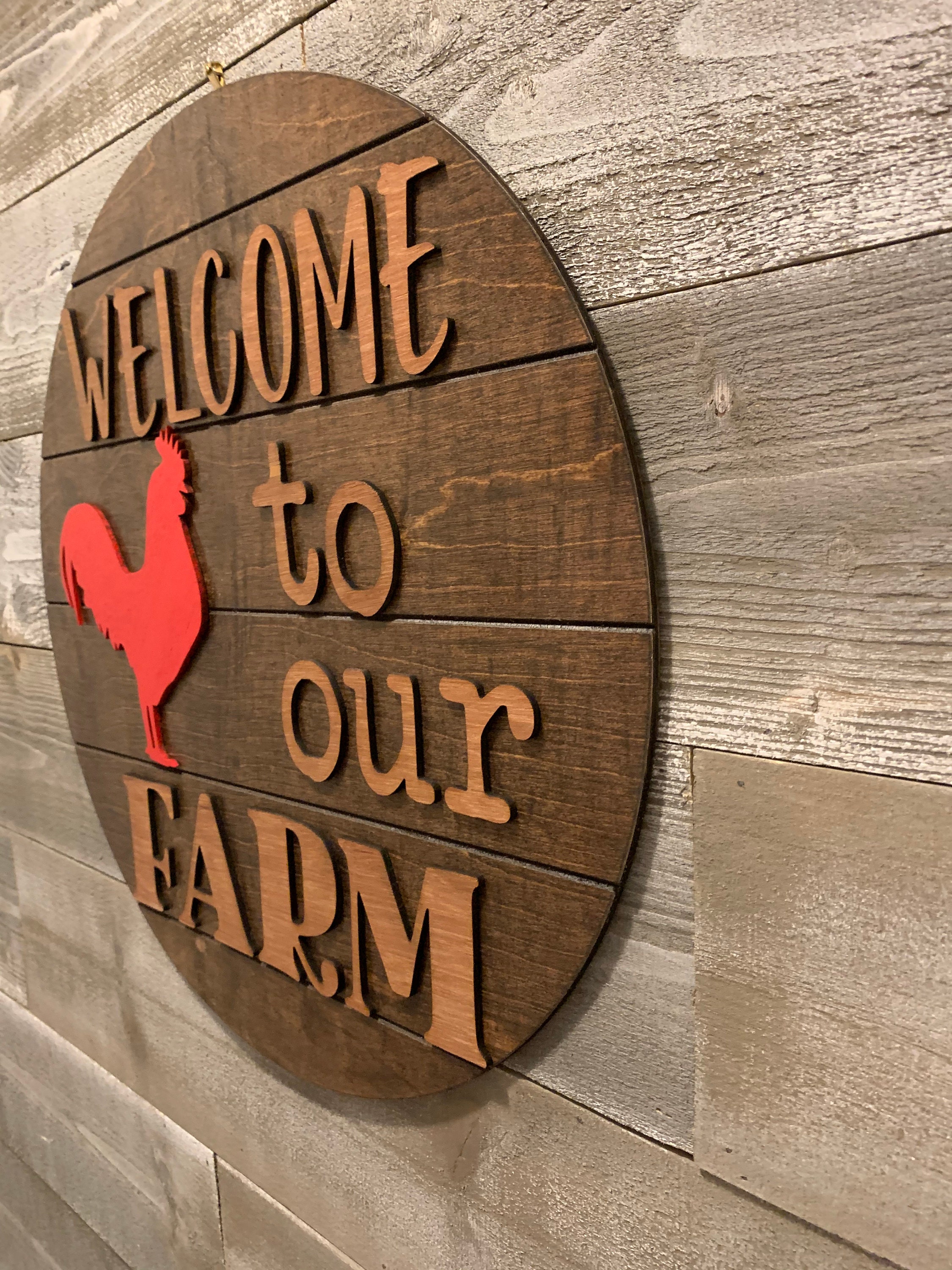 Welcome to Our Farm Wooden Door Sign 18 Inch Round - Etsy