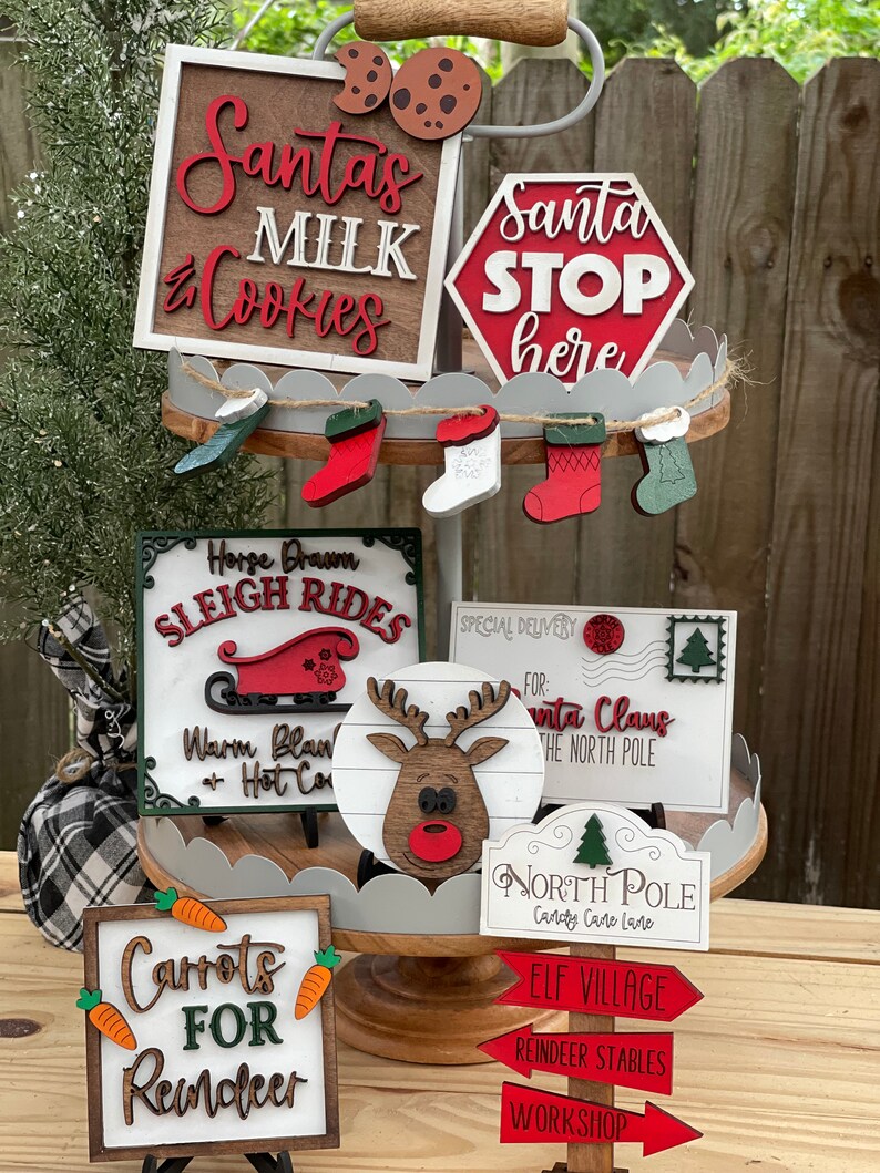 Santa's Milk and Cookies Tier Tray Set/ Christmas Tier - Etsy