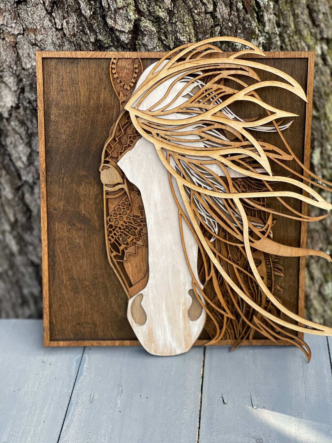 8 Layered Horse Head All 3D Laser Cut Wood Country Style Wall | Etsy