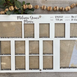 Personalized Birth to One Year Picture Frame / Baby Frame With Birthing ...