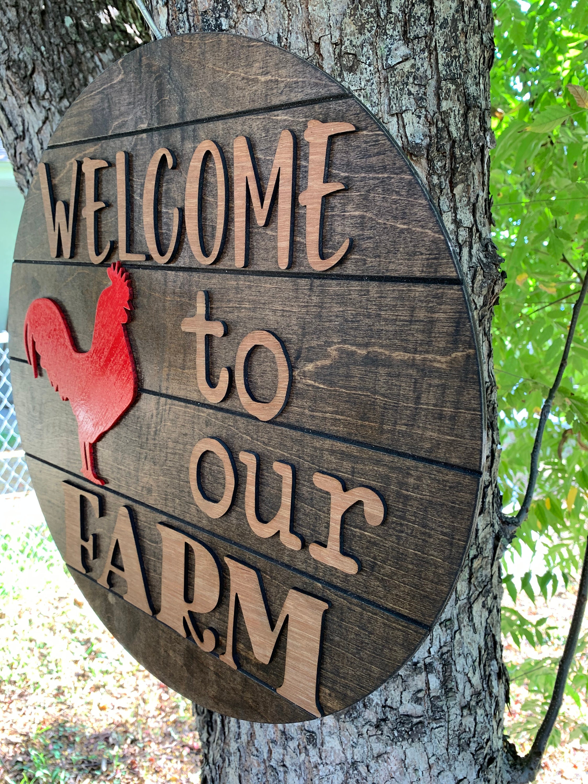 Welcome to our Farm Wooden Door Sign 18 inch Round | Etsy