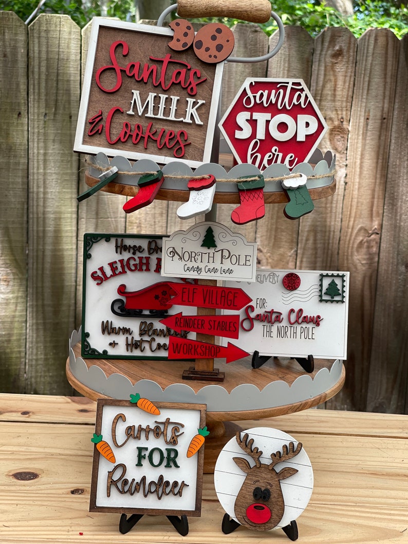 Santa's Milk and Cookies Tier Tray Set/ Christmas Tier - Etsy