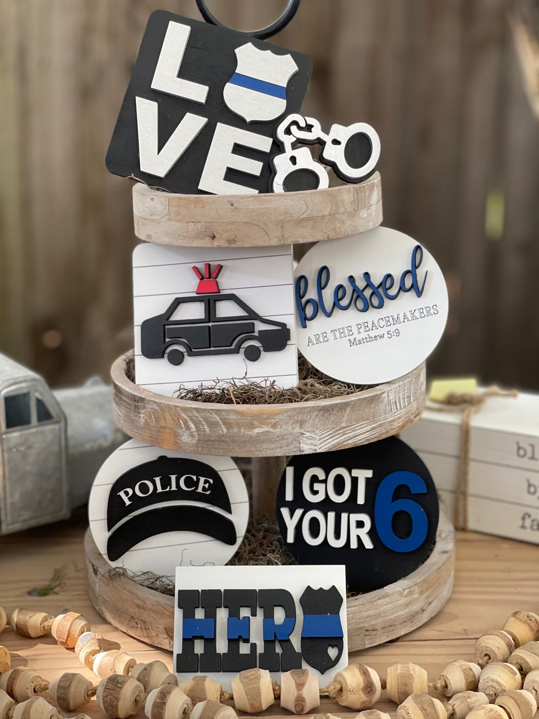 Police Tier Tray Decor Set: Law Enforcement Tiered Tray - Etsy