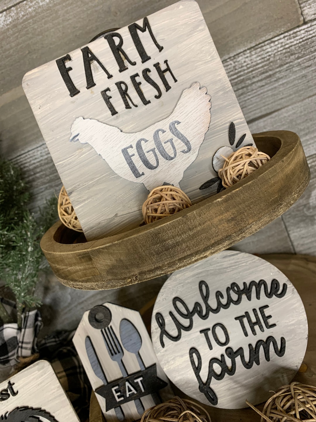 Farmhouse Tiered Tray Signs: 3D Laser Cut Wood Decor, 6 Piece Set - Etsy