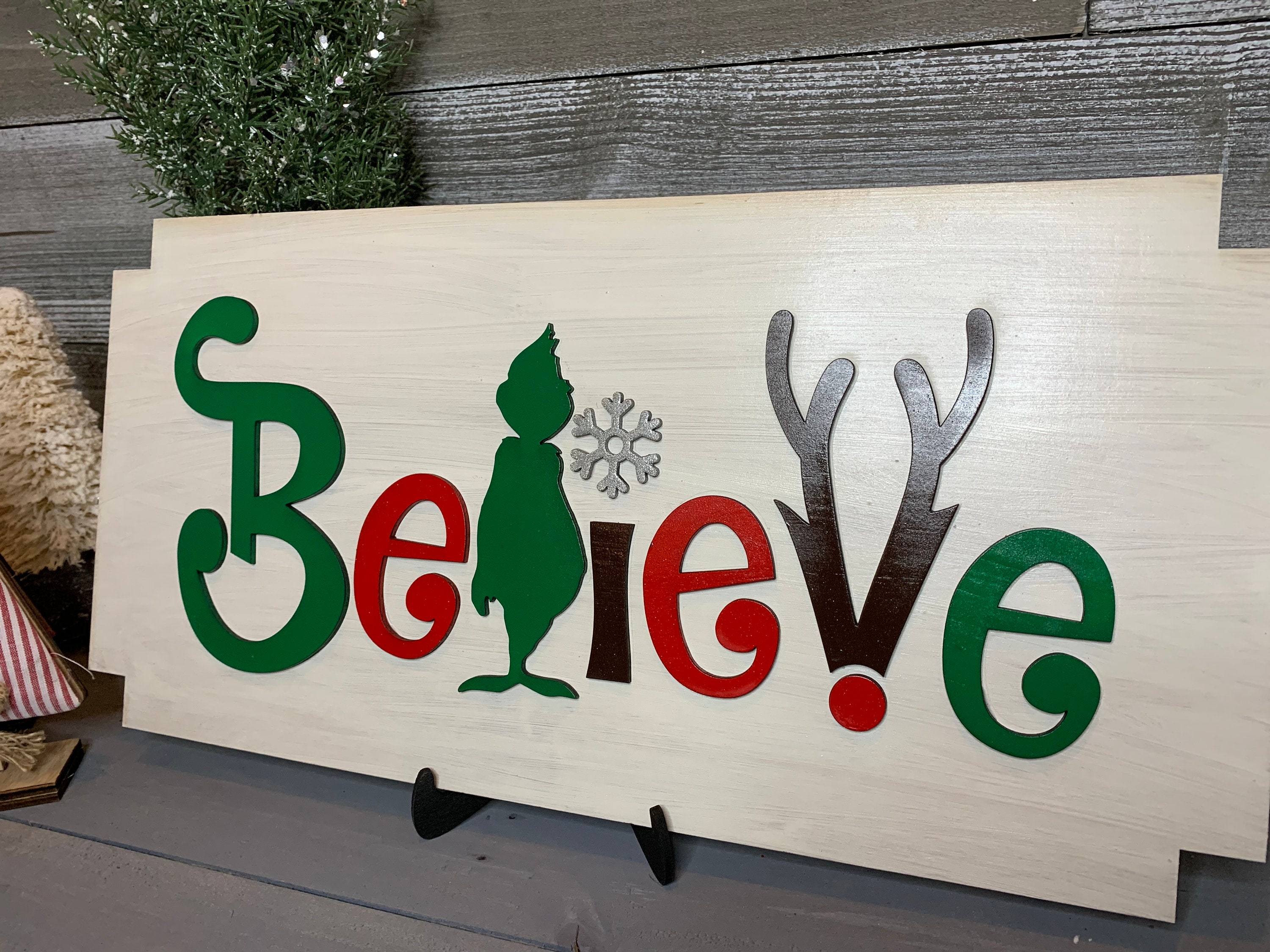 The Grinch believe Sign Christmas Grinch 3D | Etsy