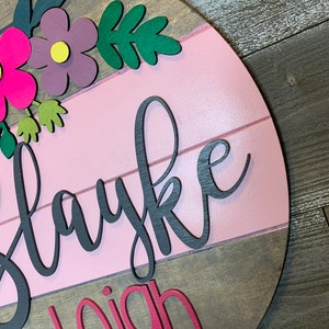 Customized 3D Baby Round Nursery Wooden Sign, Personalized, Baby Girl ...