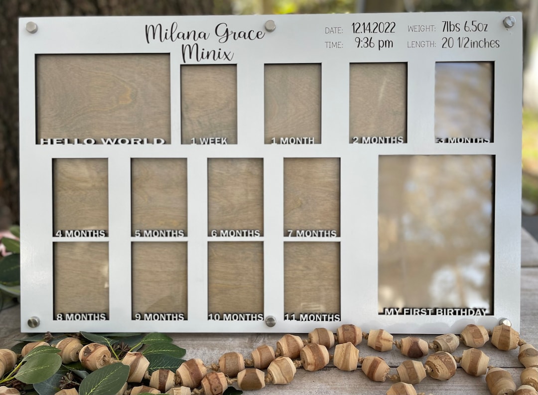 Personalized Birth to One Year Picture Frame / Baby Frame With Birthing ...