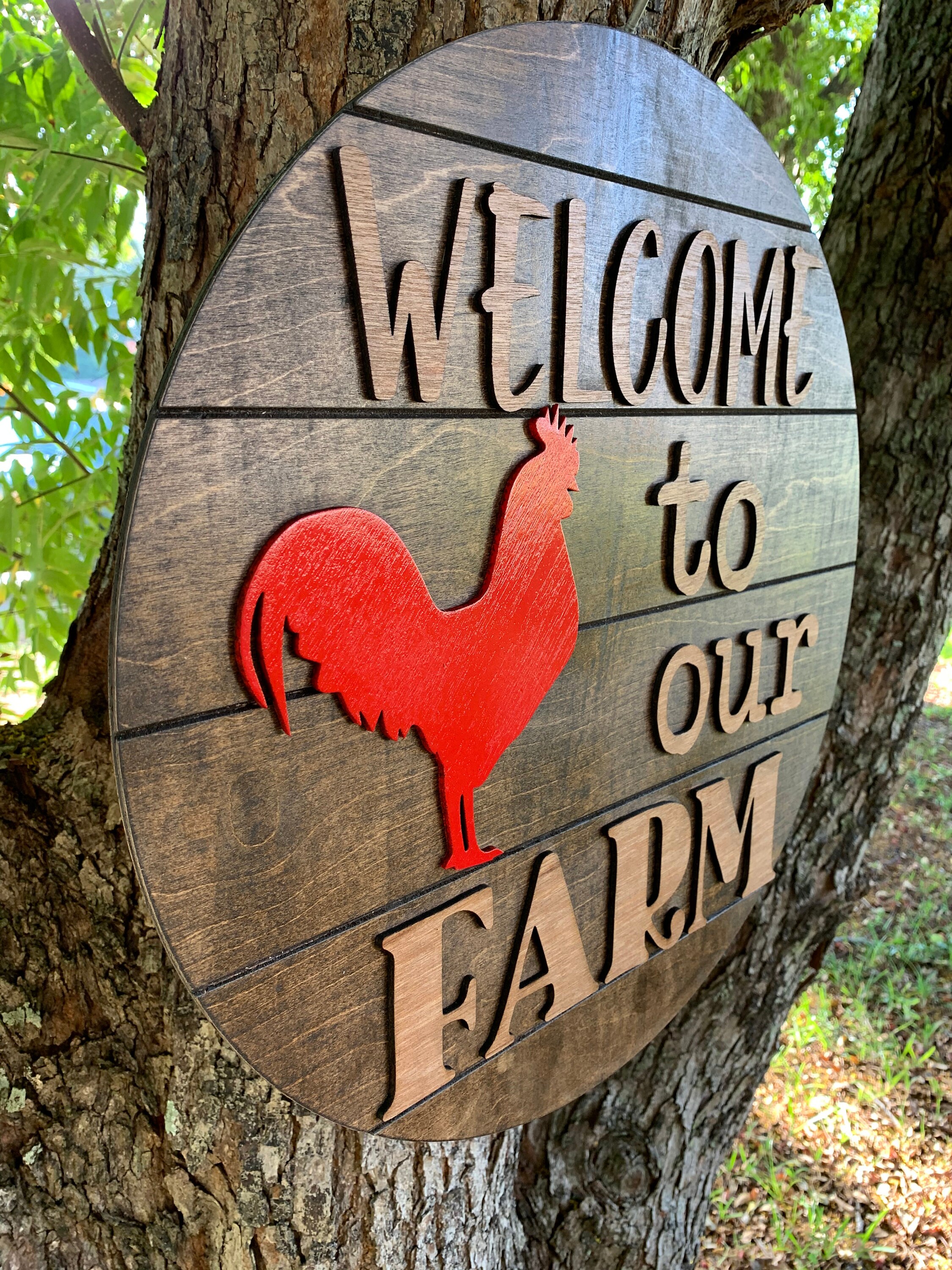 Welcome to Our Farm Wooden Door Sign 18 Inch Round - Etsy