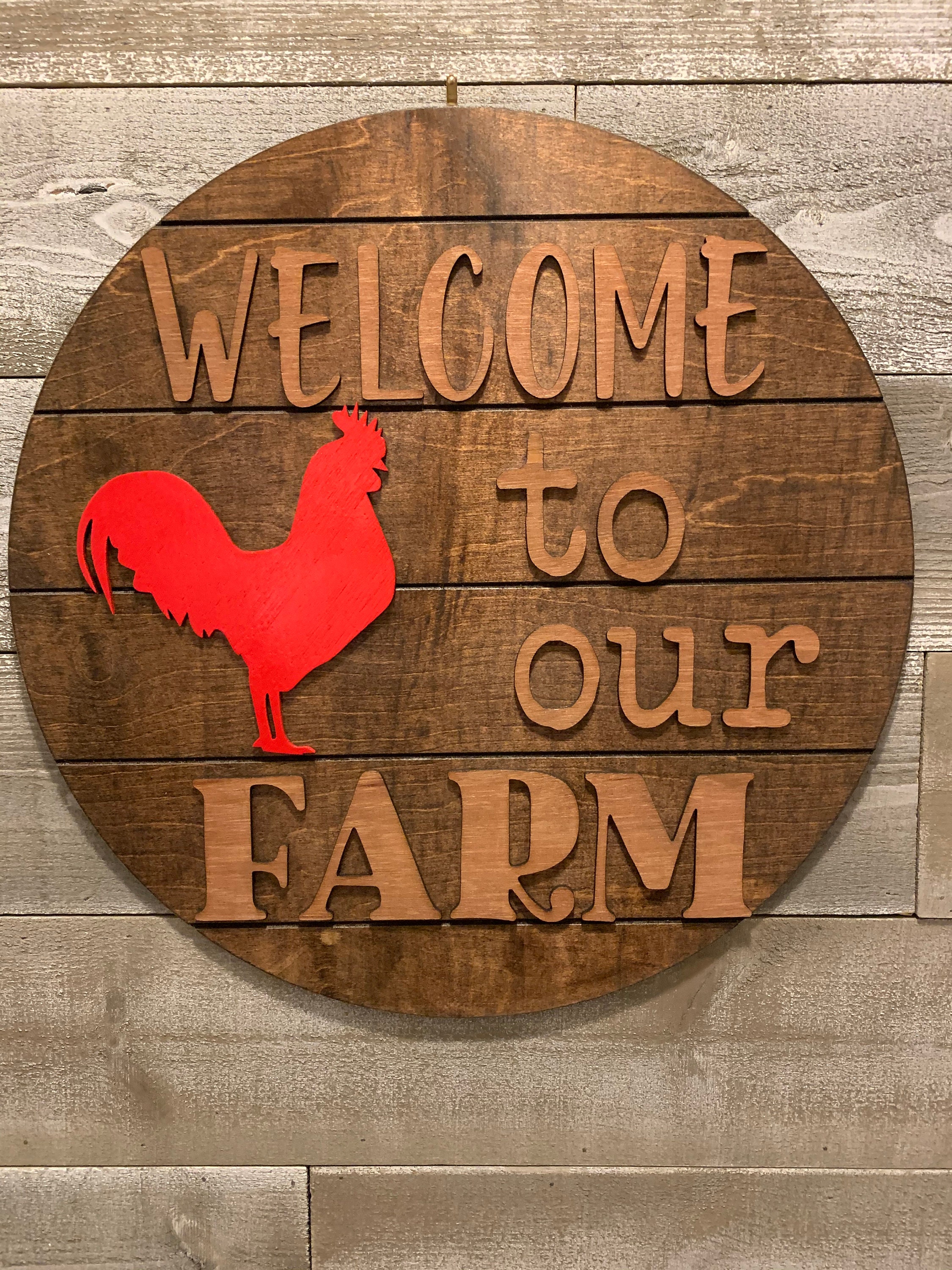 Welcome to our Farm Wooden Door Sign 18 inch Round | Etsy