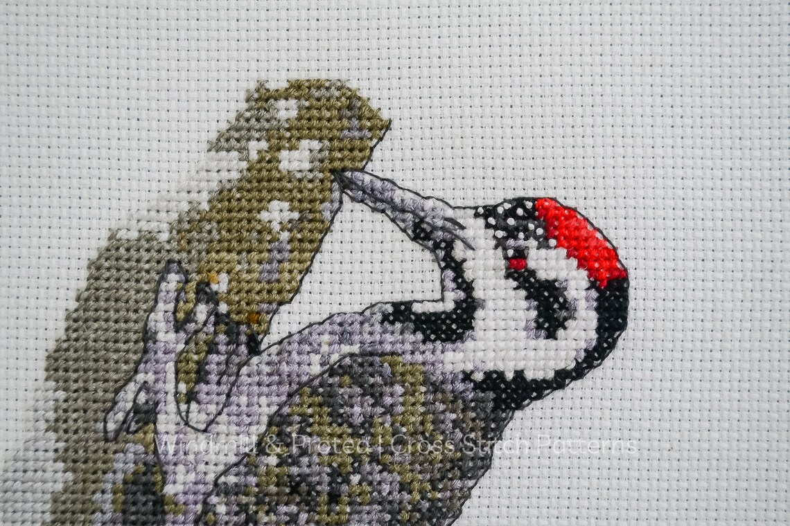 Bird Cross Stitch Pattern Bearded Woodpecker Cross Stitch | Etsy