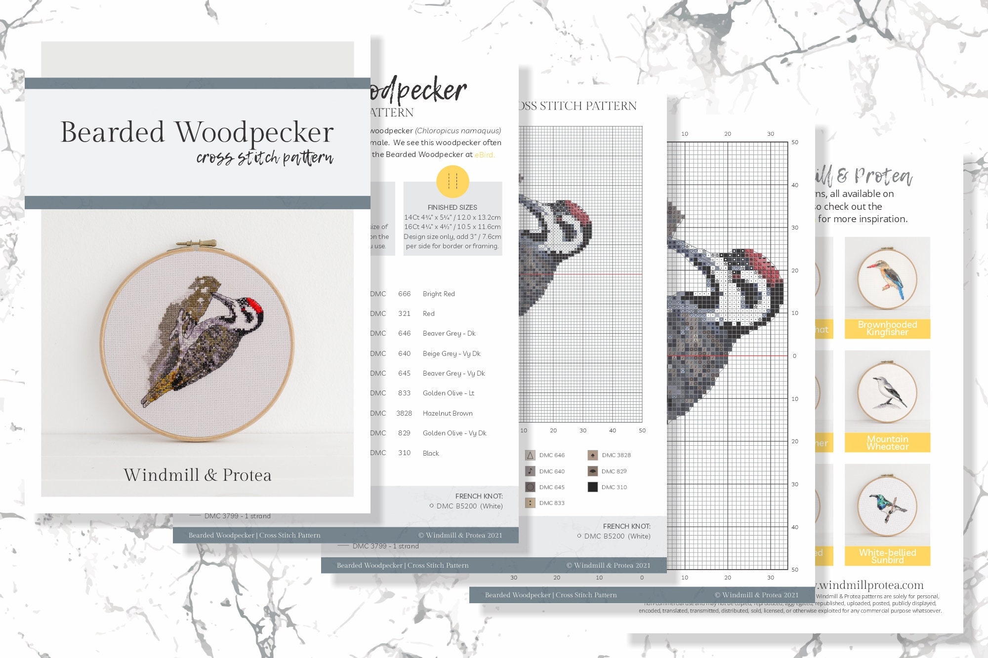 Bird Cross Stitch Pattern Bearded Woodpecker Cross Stitch Pattern ...