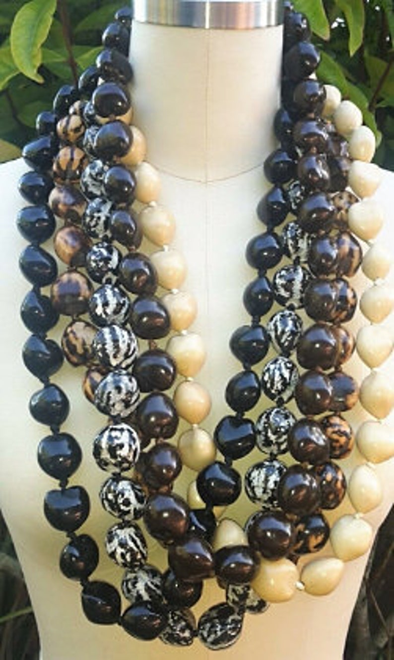 Kukui Nut Lei Necklace Hawaiian Wedding Luau Graduation Basic Colors - Etsy