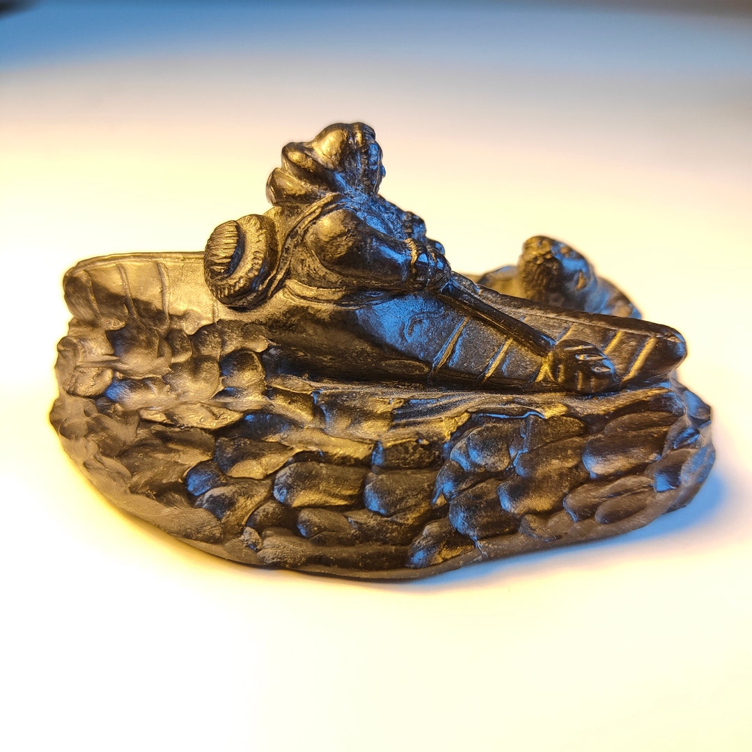 Vintage Wolf Original: Handmade Eskimo in Kayak With Seal - Soapstone ...