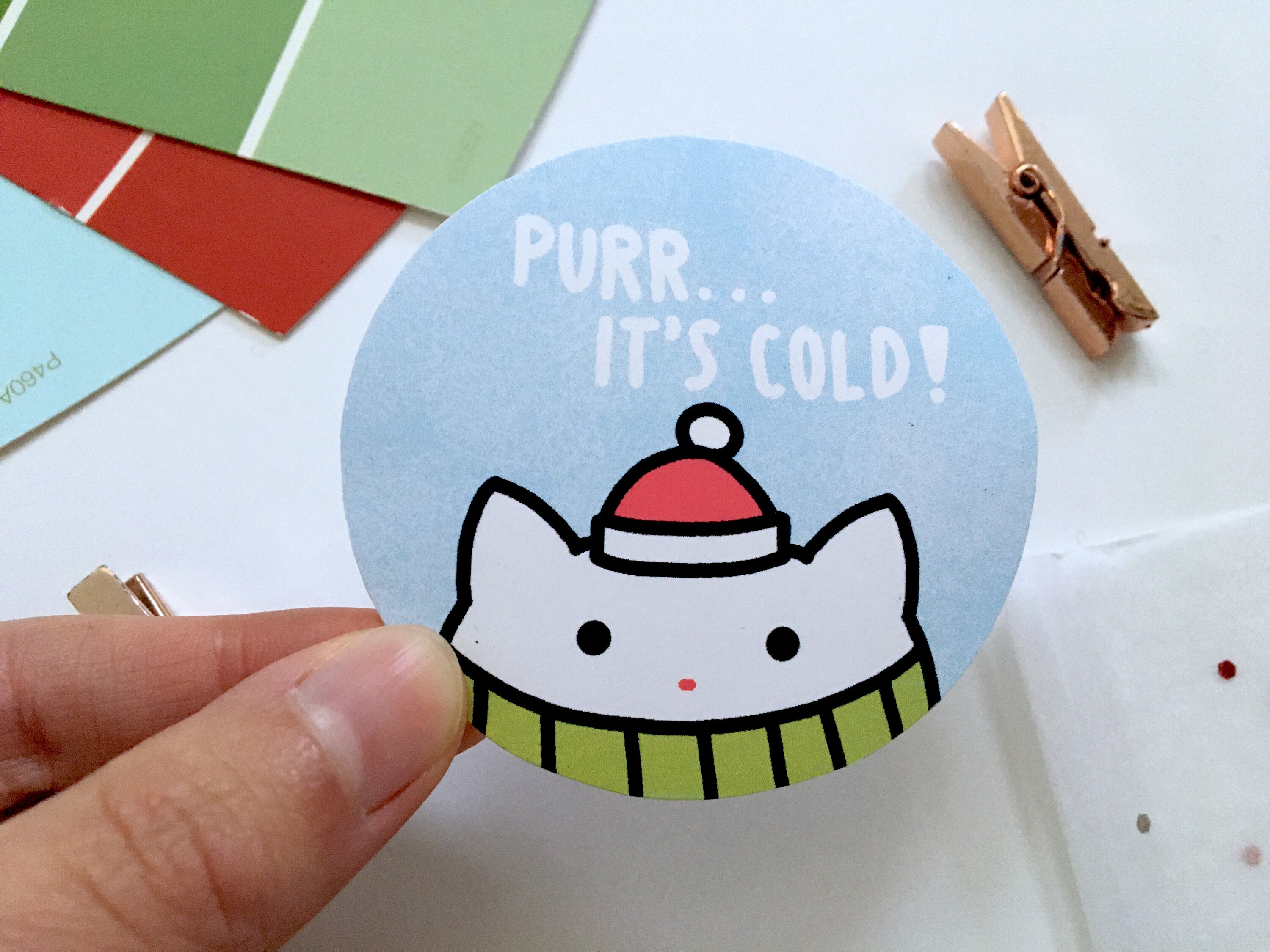 MMK Purr... It's Cold Sticker Weatherproof, Standard Matte, Winter, Cat ...