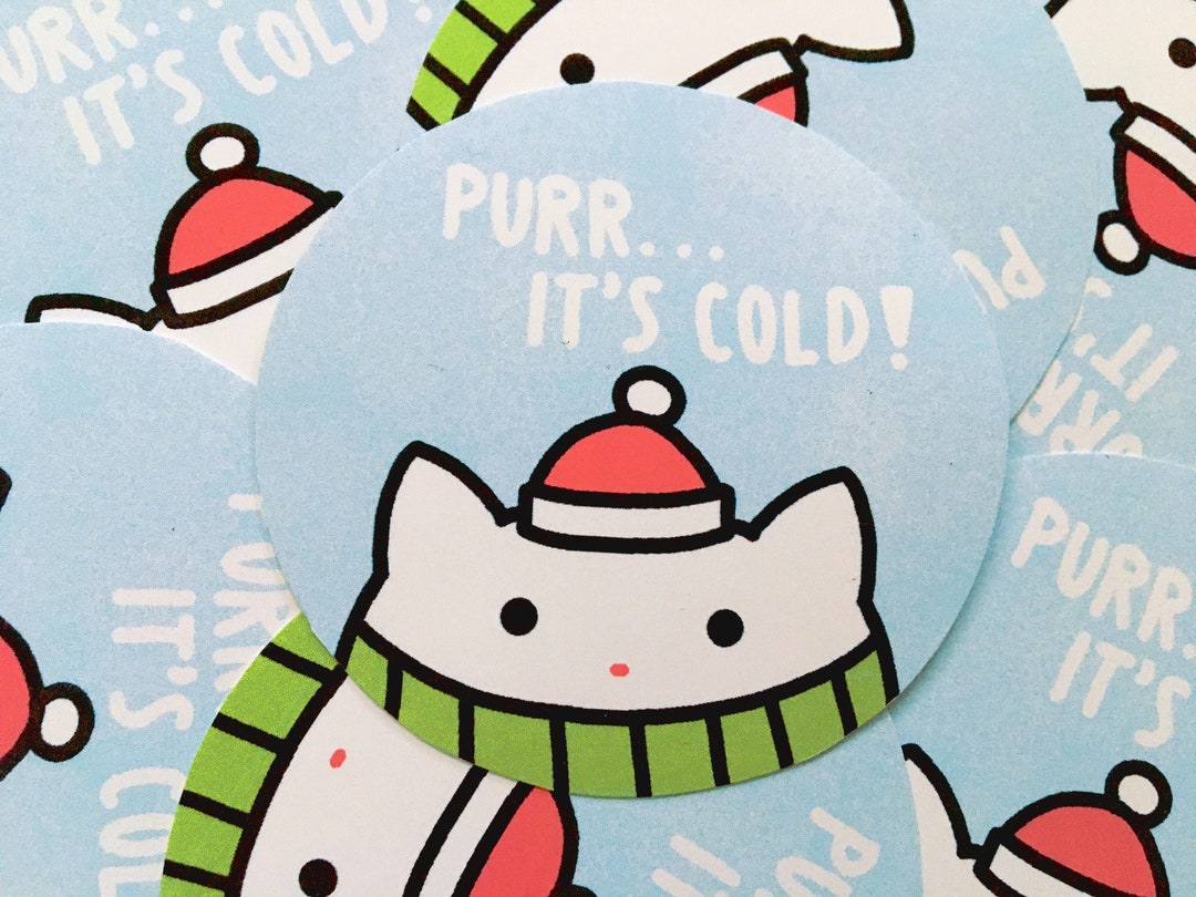 MMK Purr... It's Cold Sticker Weatherproof, Standard Matte, Winter, Cat ...