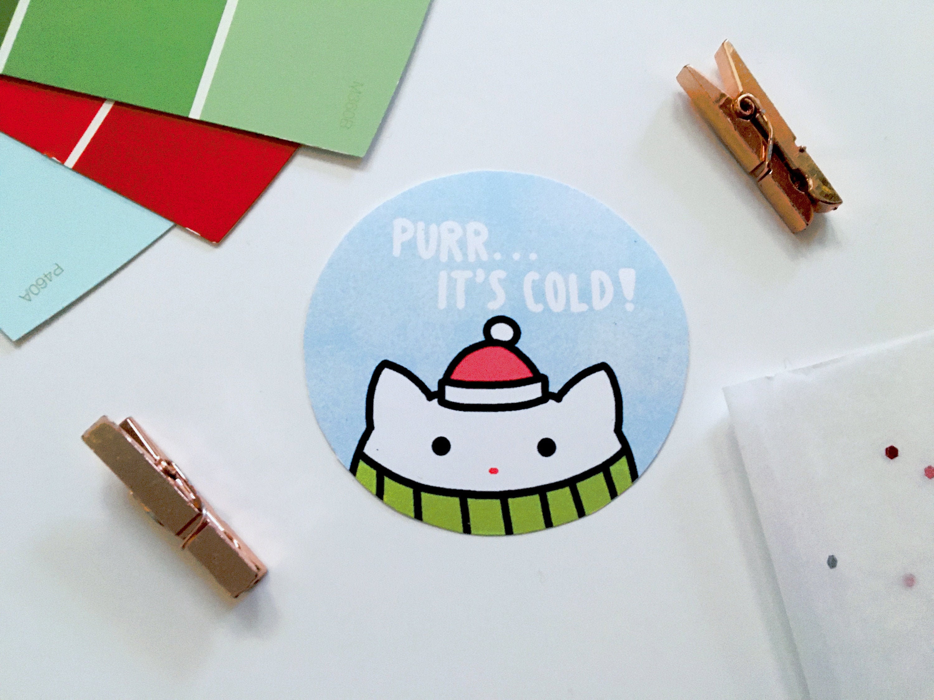 MMK Purr... It's Cold Sticker Weatherproof, Standard Matte, Winter, Cat ...