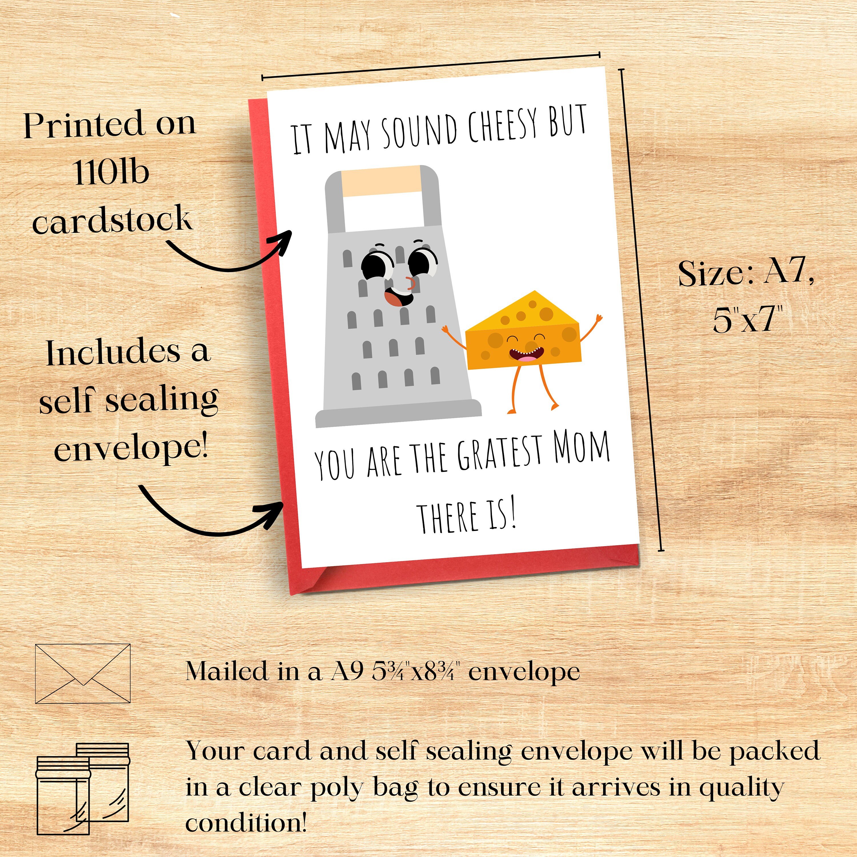 Mother's Day Card With Cheese Pun, Funny Mother's Day Card, Birthday ...