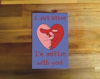 Funny Valentine's Day Card Love Card Smitten Kitten - Etsy