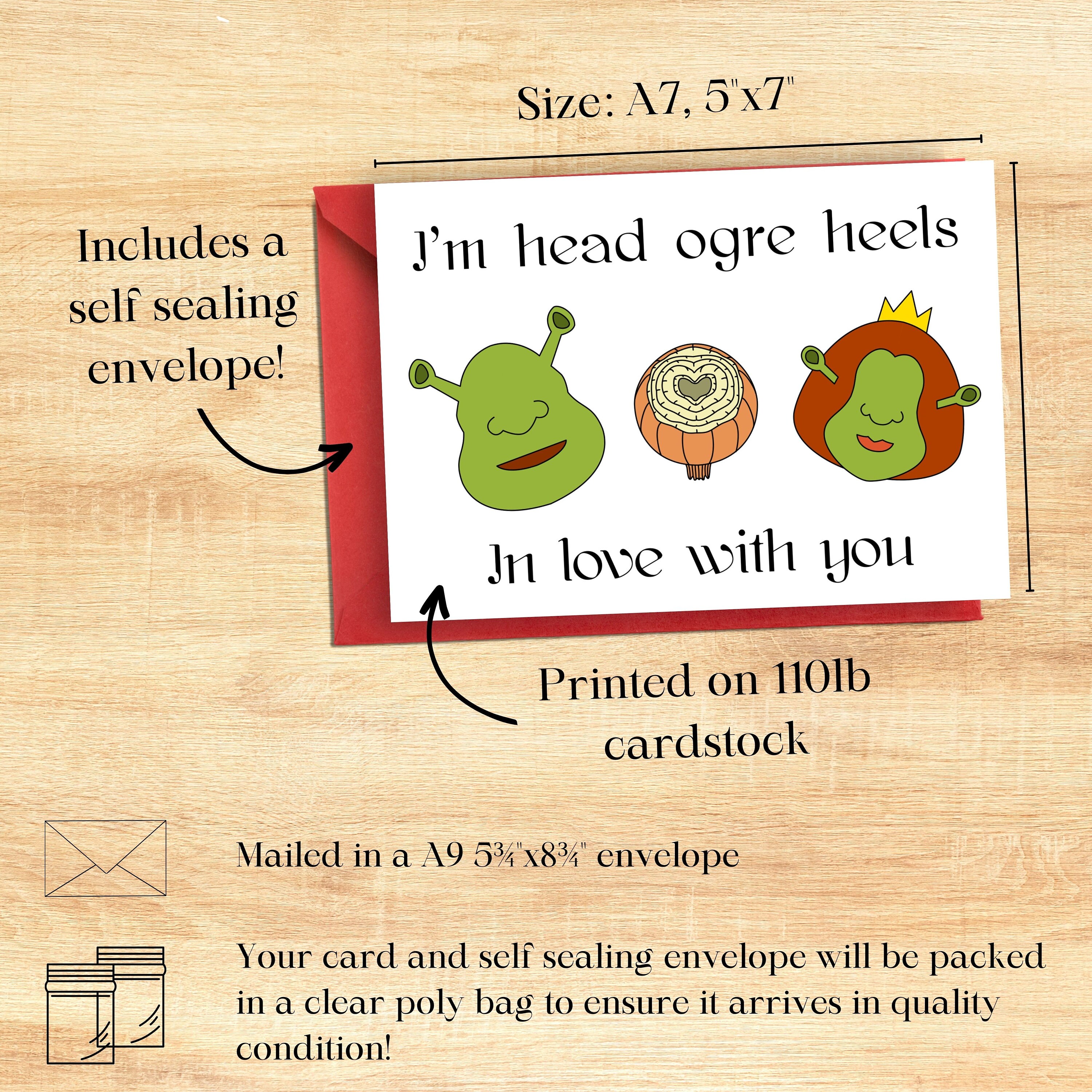 Shrek Inspired Valentine's Romantic Valentine's Card, Gift for Him Gift ...