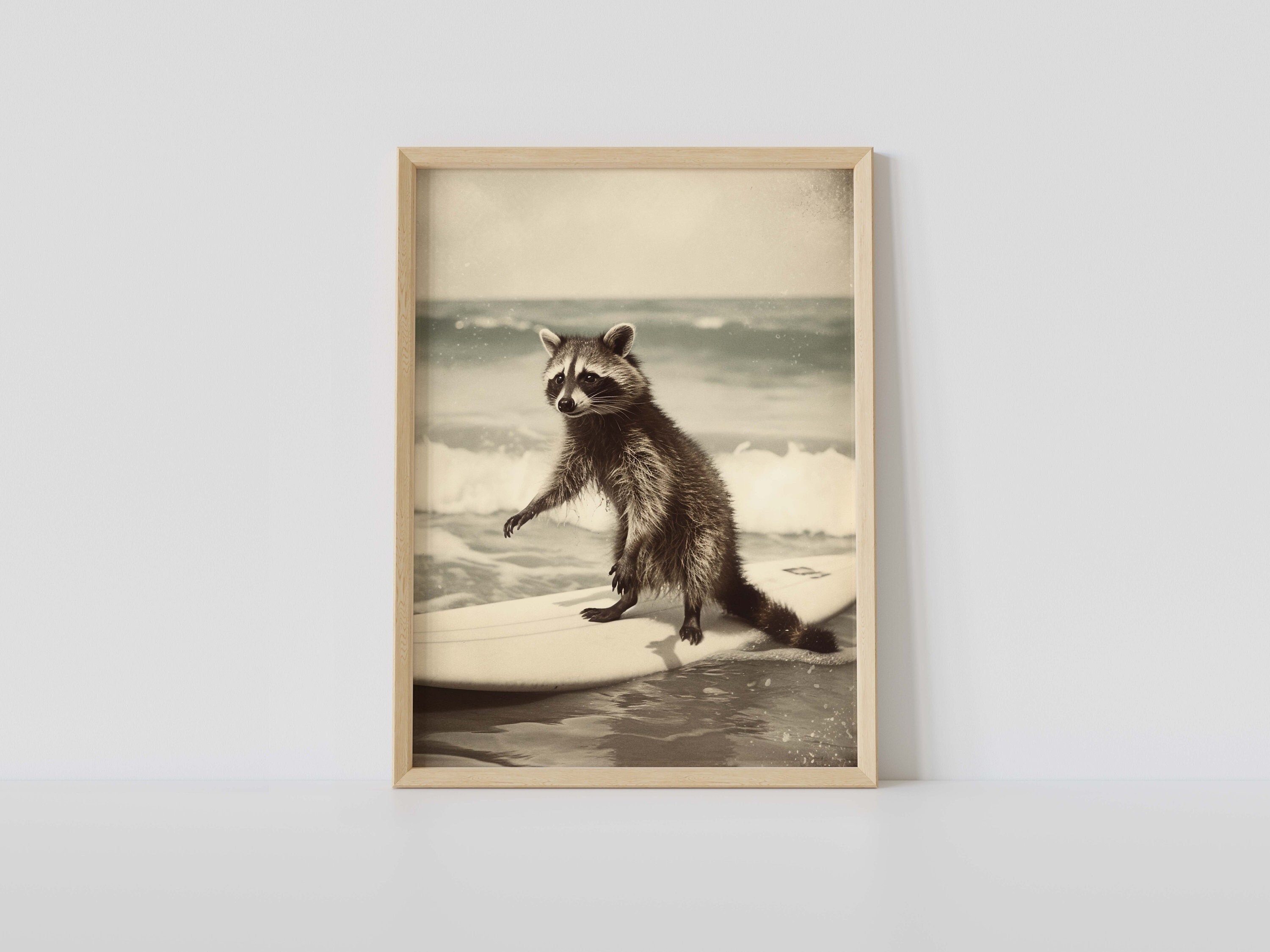 Raccoon Surfing | V4 | Photographic Style | Vertical Poster | 5x7 ...