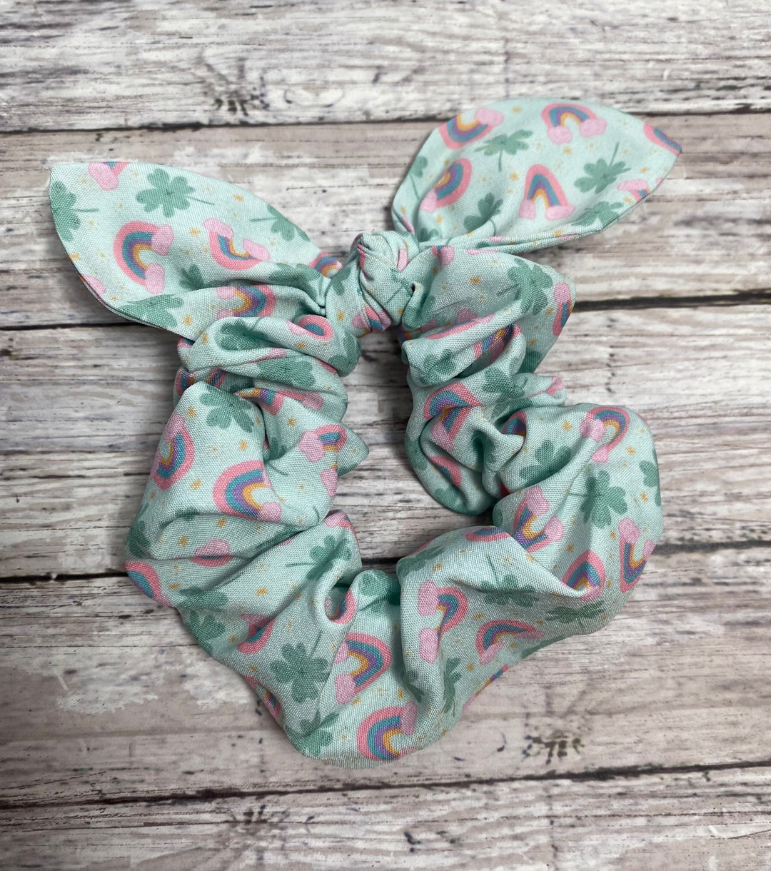 St. Patricks Day Scrunchie. Rainbows and Shamrocks Scrunchie. Scrunchie ...
