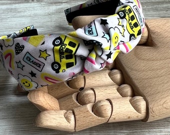 School Bus, School Books, and Pencil Hand Beaded Headband Teacher ...