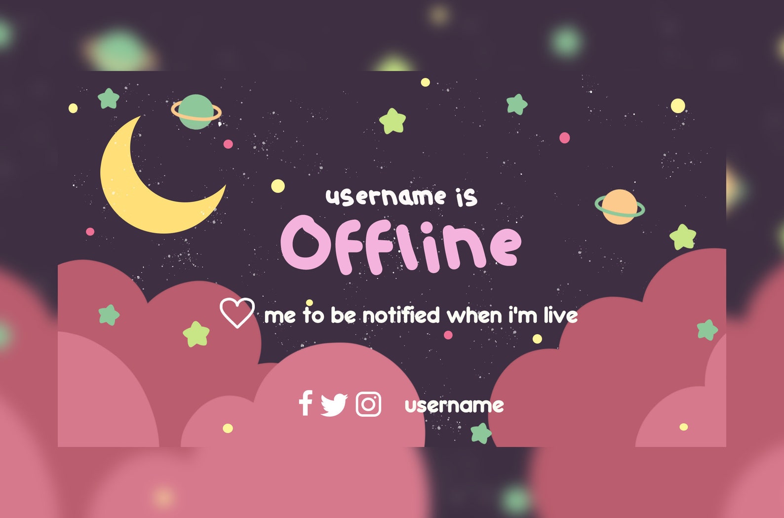 Animated 4x Cute Space Twitch Youtube Banner // Offline - Etsy