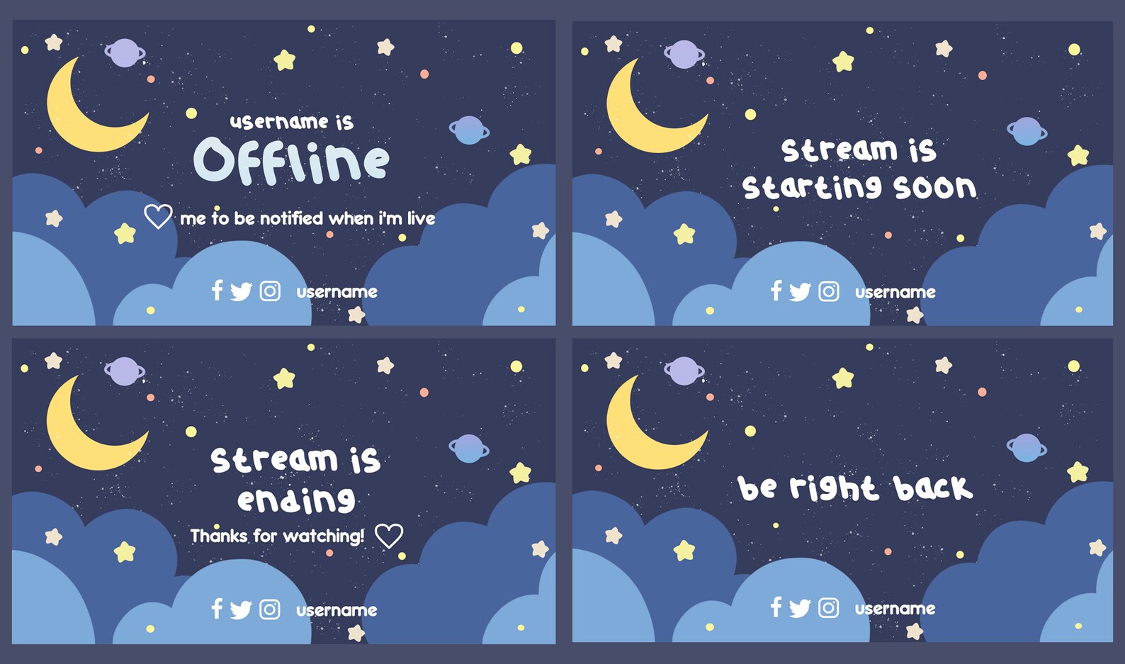 Animated 4x Cute Mellow Soft Dark Pastels Twitch Banner // - Etsy Singapore