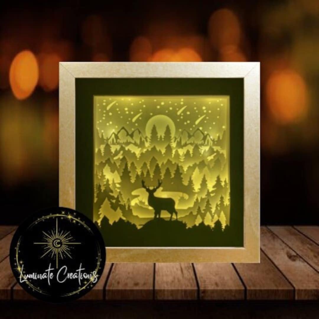 Forest Deer Light Box, Shadow Box Template - SVG Instant Download File ...