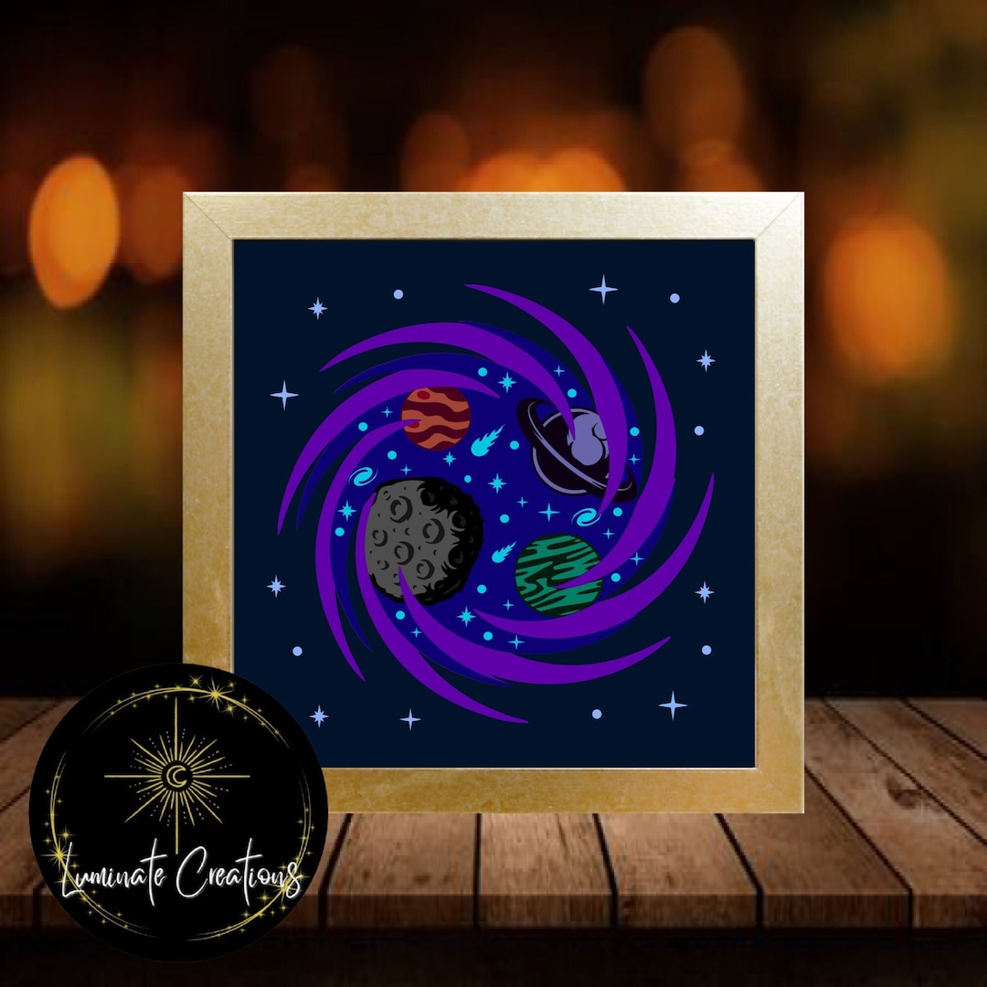 Galaxy Within: Black Hole in Space Shadow Box Template - SVG Instant ...