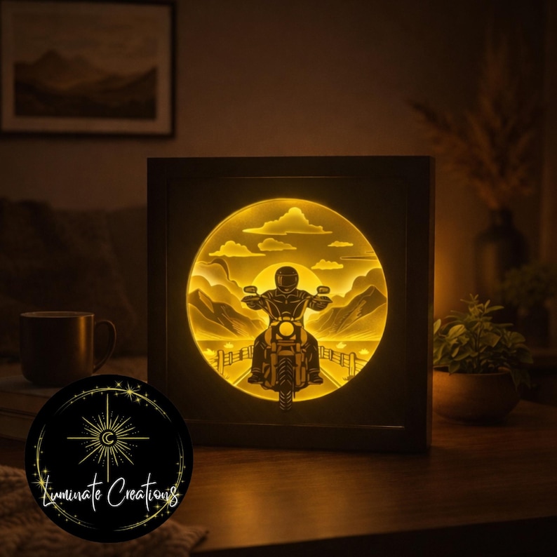 Harley Motorcycle Light Shadow Box Template - Digital Download File ...