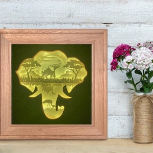 Safari Elephant Light Shadow Box Template - Digital Download File (only ...