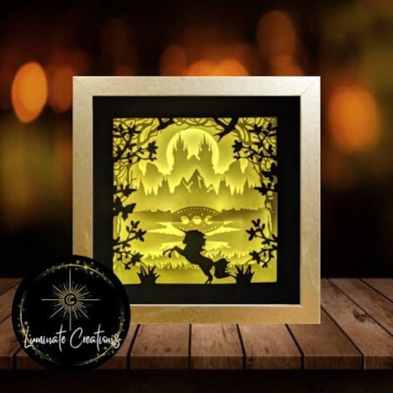 Unicorn Kingdom Fantasy Light Box Shadow Box Template SVG - Etsy