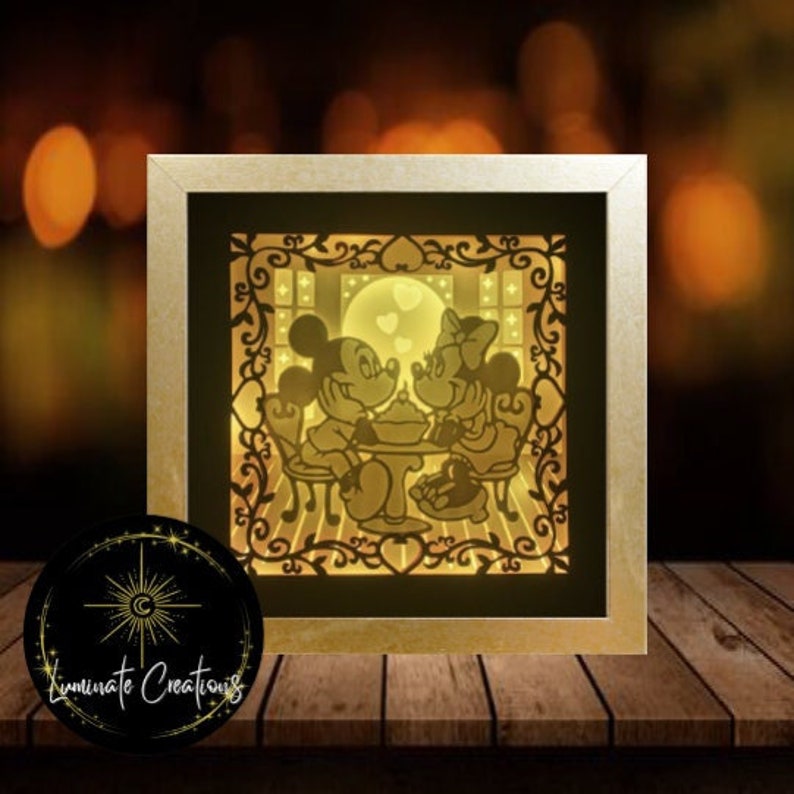 Mickey and Minnie Love Light Shadow Box Template - Digital Download ...
