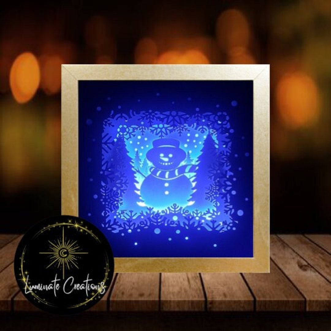 Snowman Light Box, Shadow Box Template - SVG Instant Download File ...