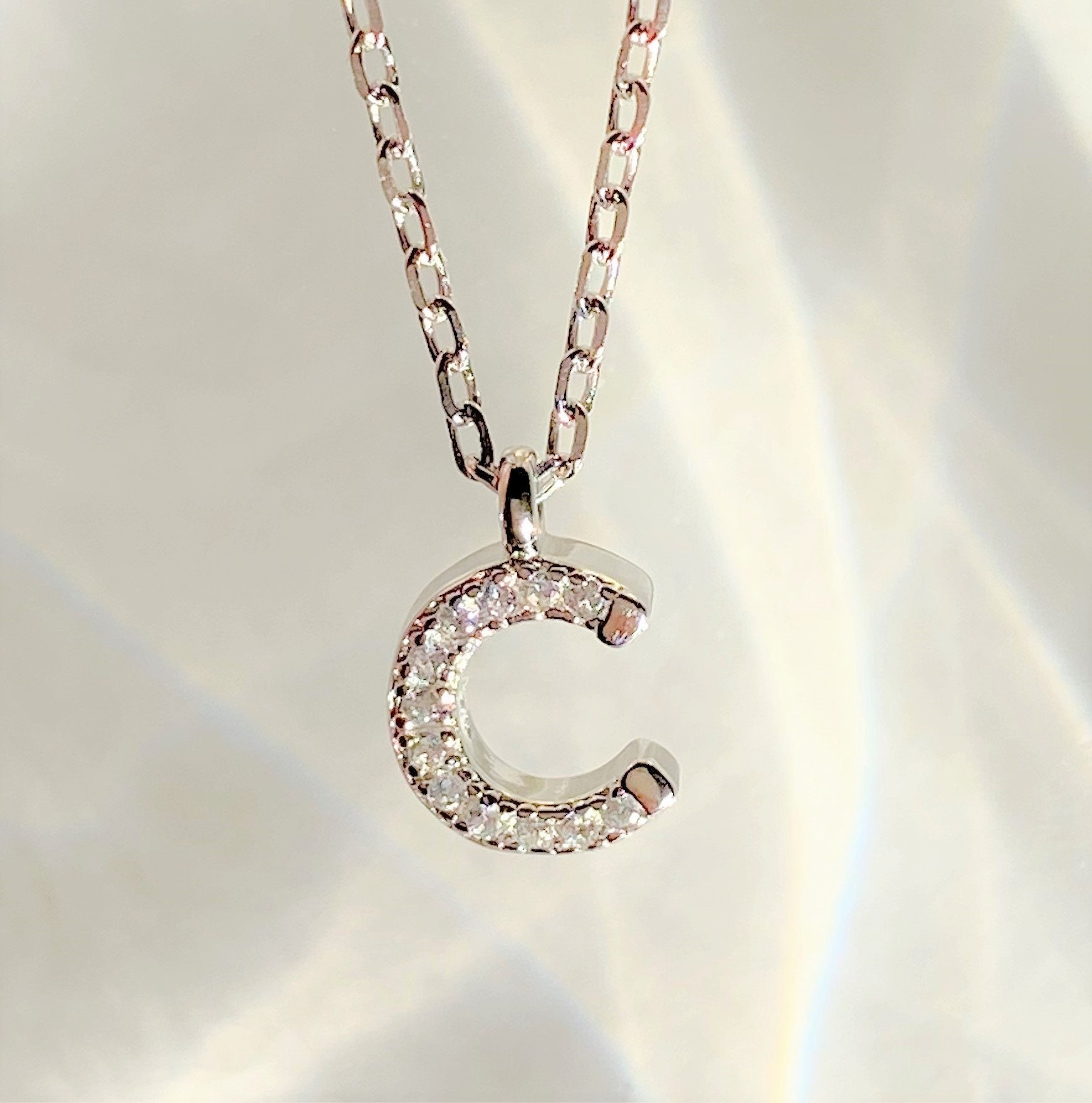 Initial C Necklace Sterling Silver Layered Initial | Etsy