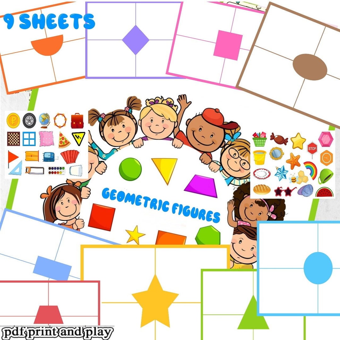 Shape Sorting Game, Matching Kindergarten Binder, Printable Shape ...
