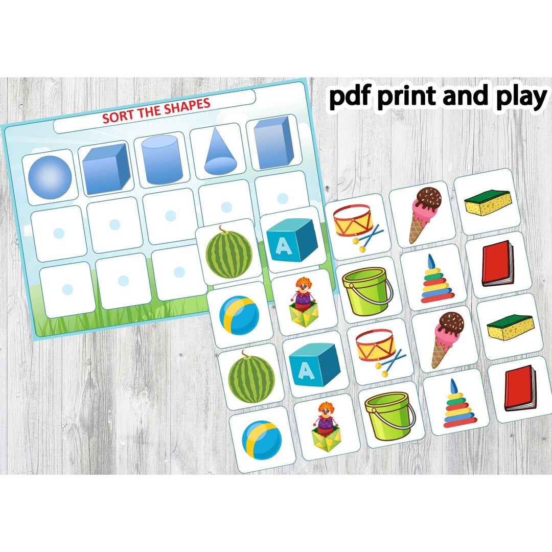 Shapes Pictures Sorting Activity Printable Sort by Shape - Etsy