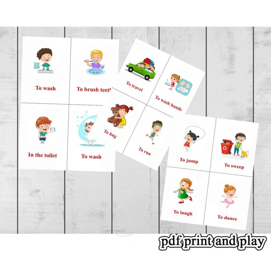 Outdoor Action Verbs School Action Verbs Indoor Action - Etsy