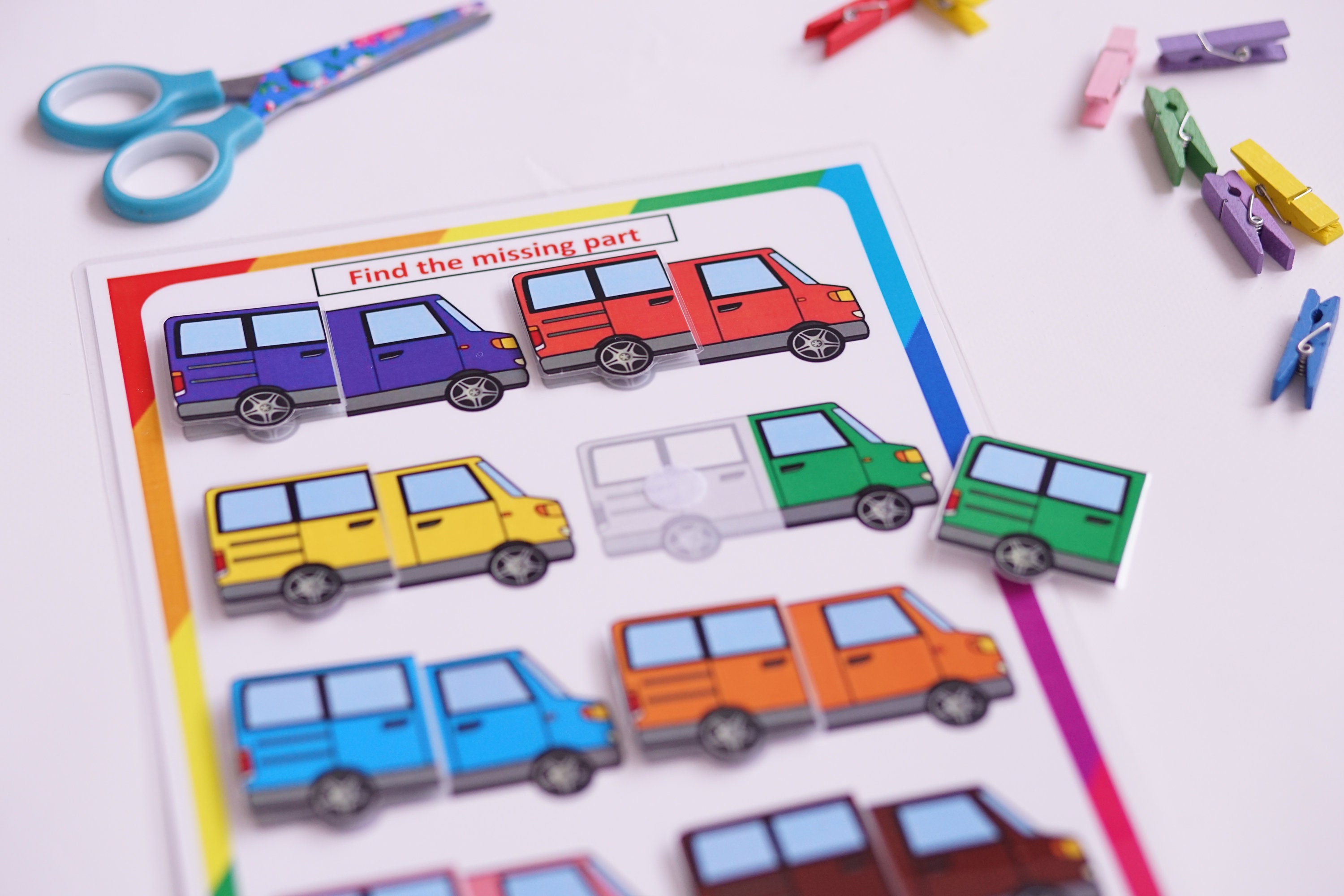 Cars colour matching printable Transport worksheet Preschool | Etsy