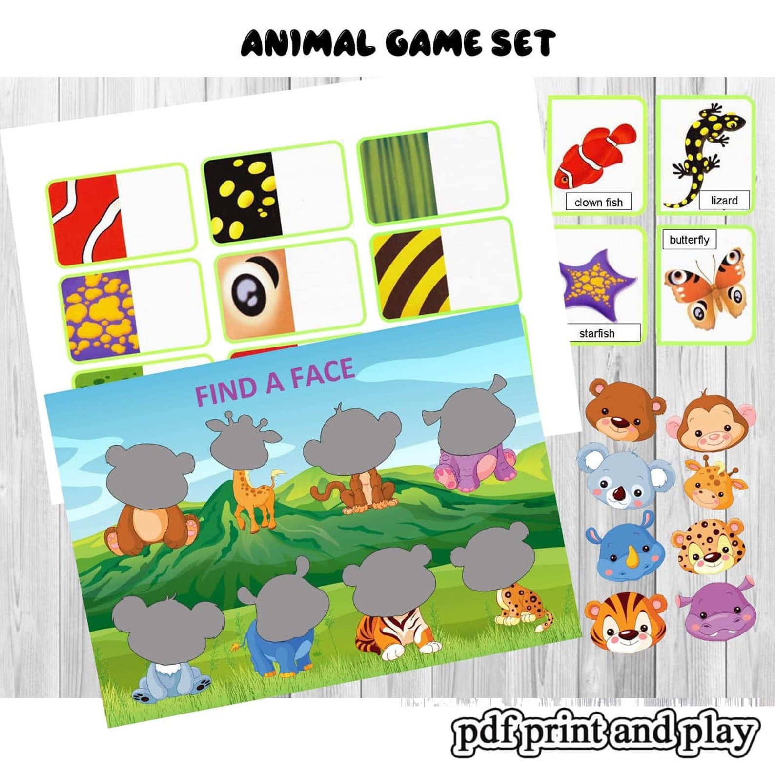A set animal matching games for preschool & kindergarten | Etsy