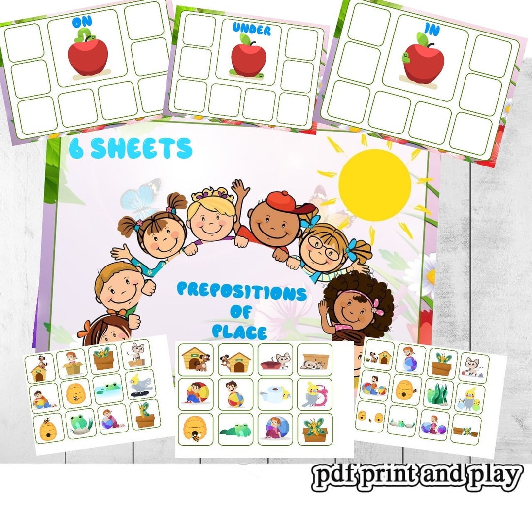 Preposition Activity Busy Book, Preposition Picture Cards Printable ...