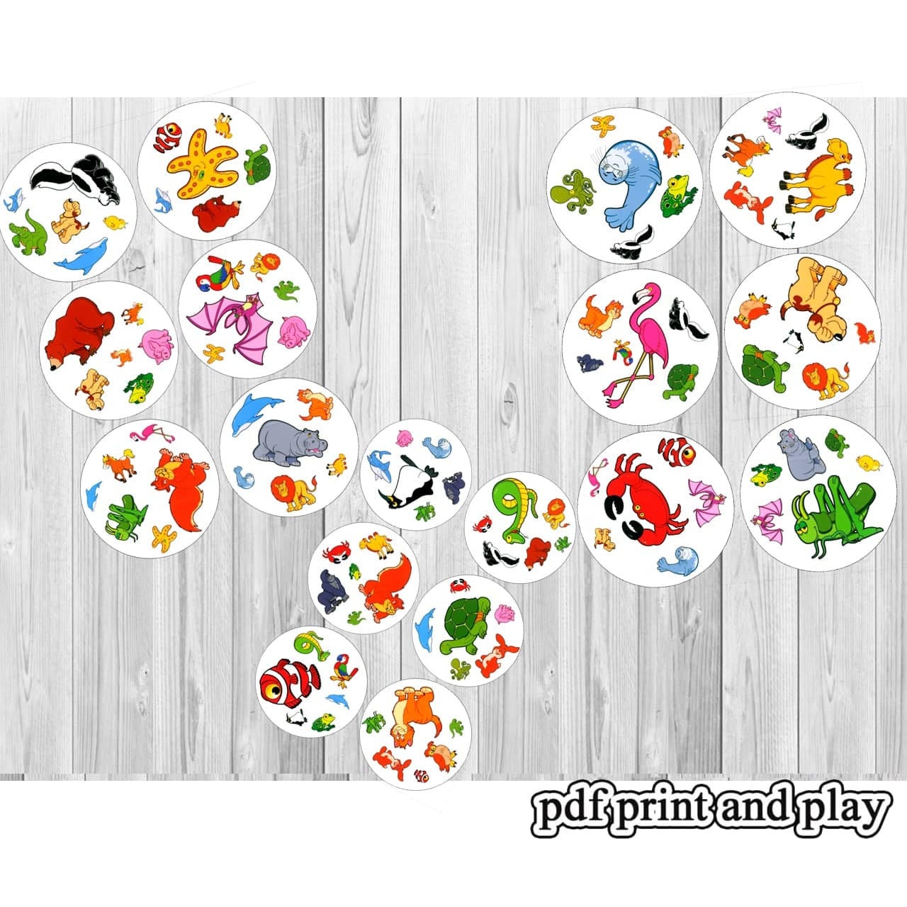 Dobble Card Game/ Spot It PRINTABLE Pdf File Montessori Animal | Etsy UK