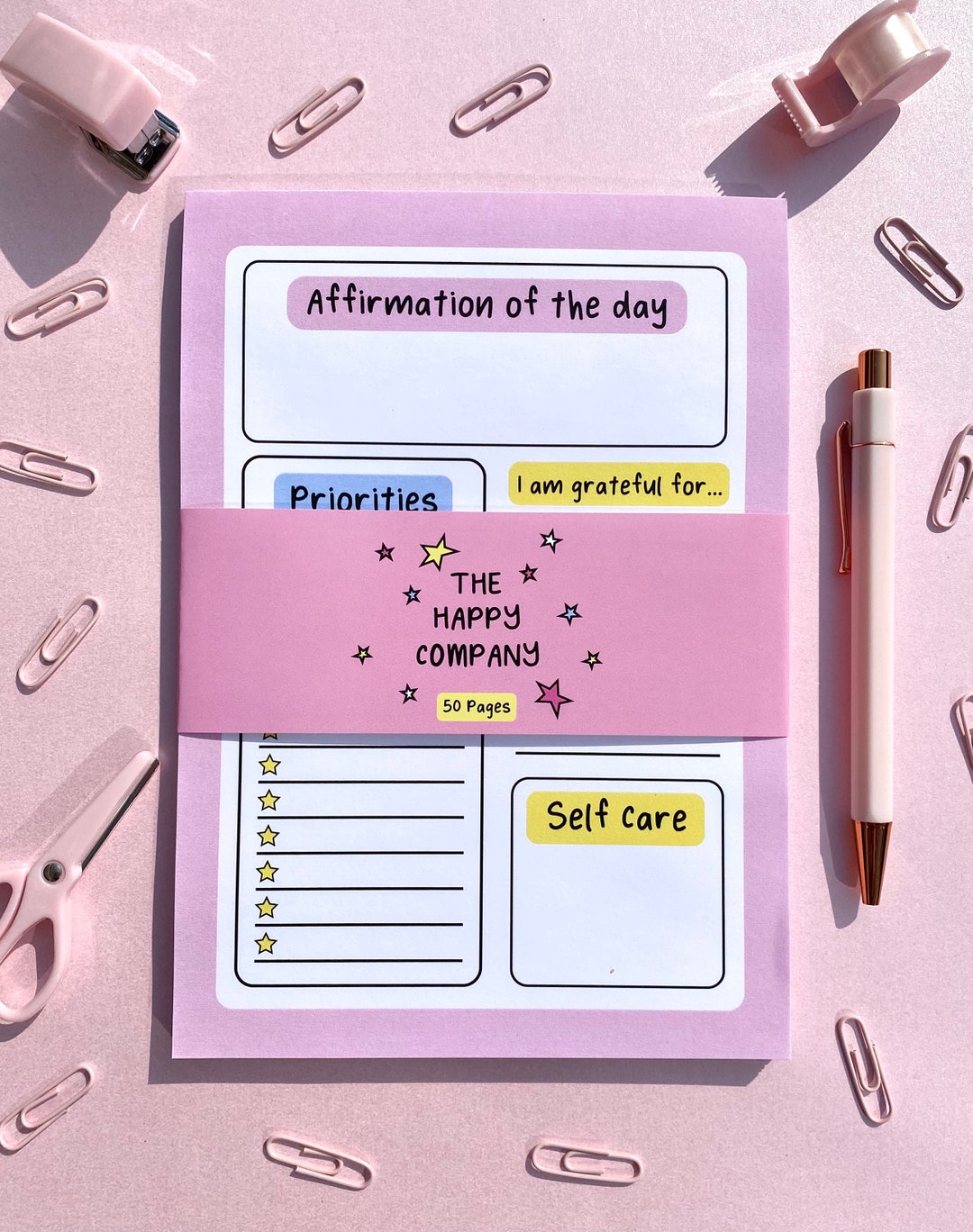 A5 Affirmation Day Planner Notepad - Daily Planner - Pink Daily Planner ...