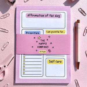 A5 Affirmation Day Planner Notepad - Daily Planner - Pink Daily Planner ...