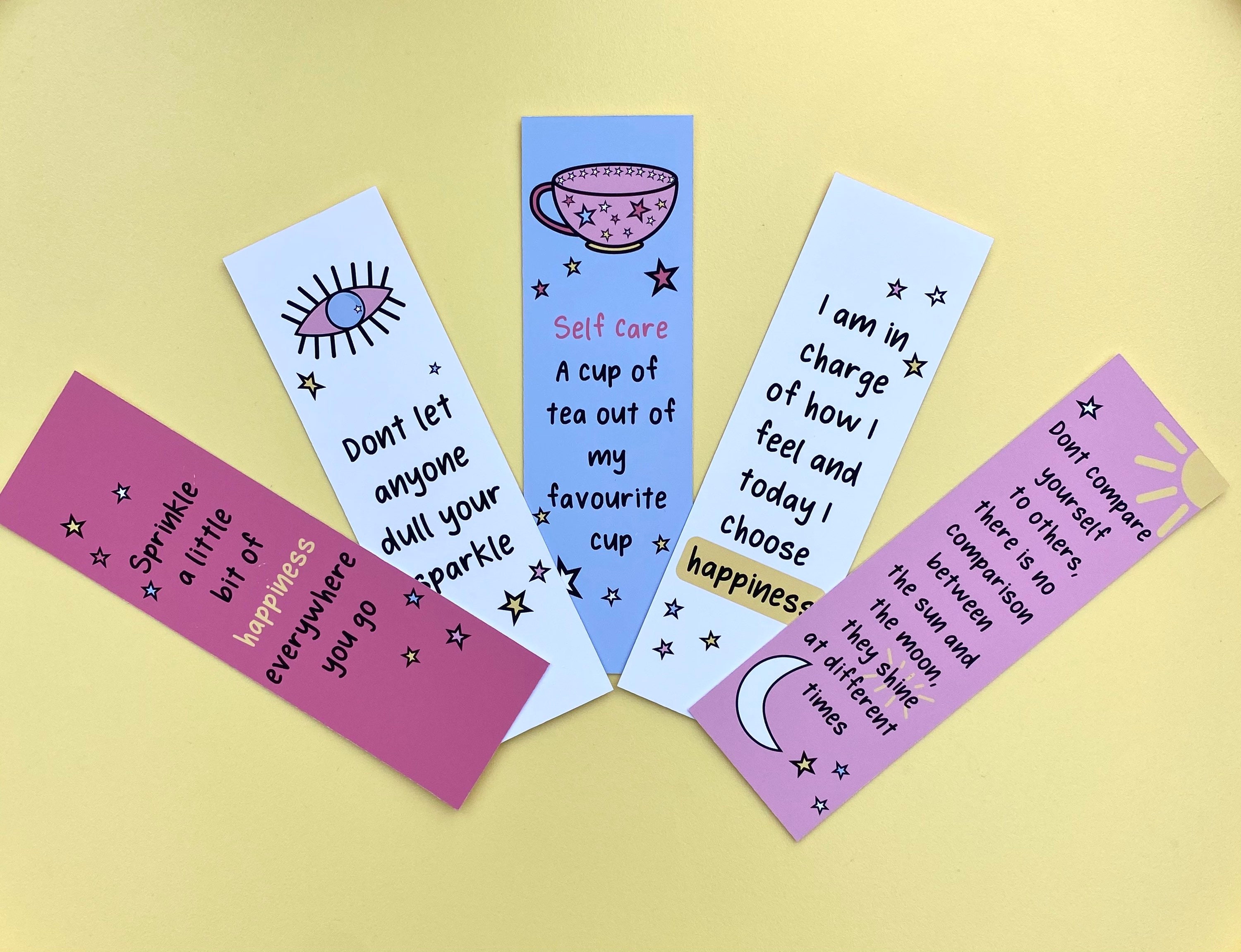 Pack of 5 Bookmarks Mental Health Positive Quotes Quote | Etsy
