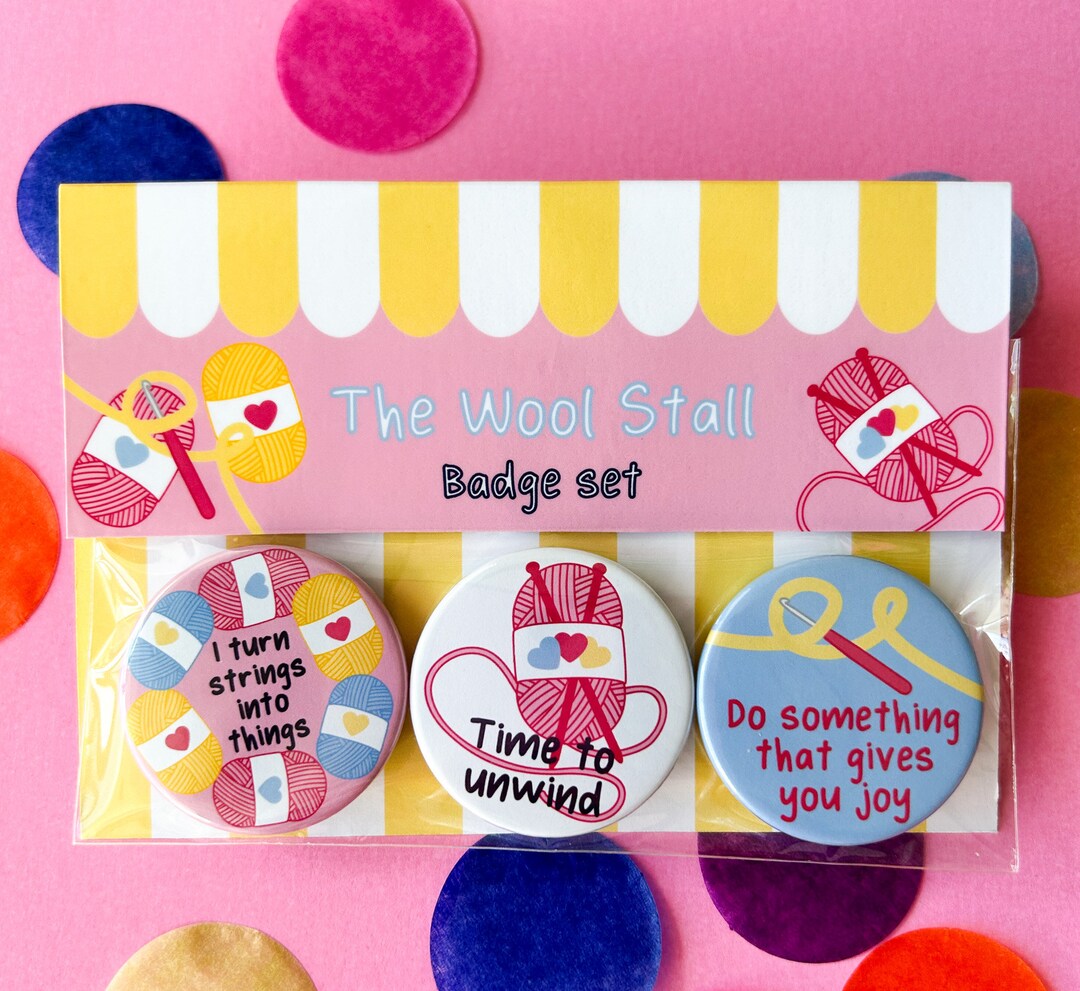The Wool Stall Affirmation Pun Pin Badge Set | Crafting Gift | Knitting ...