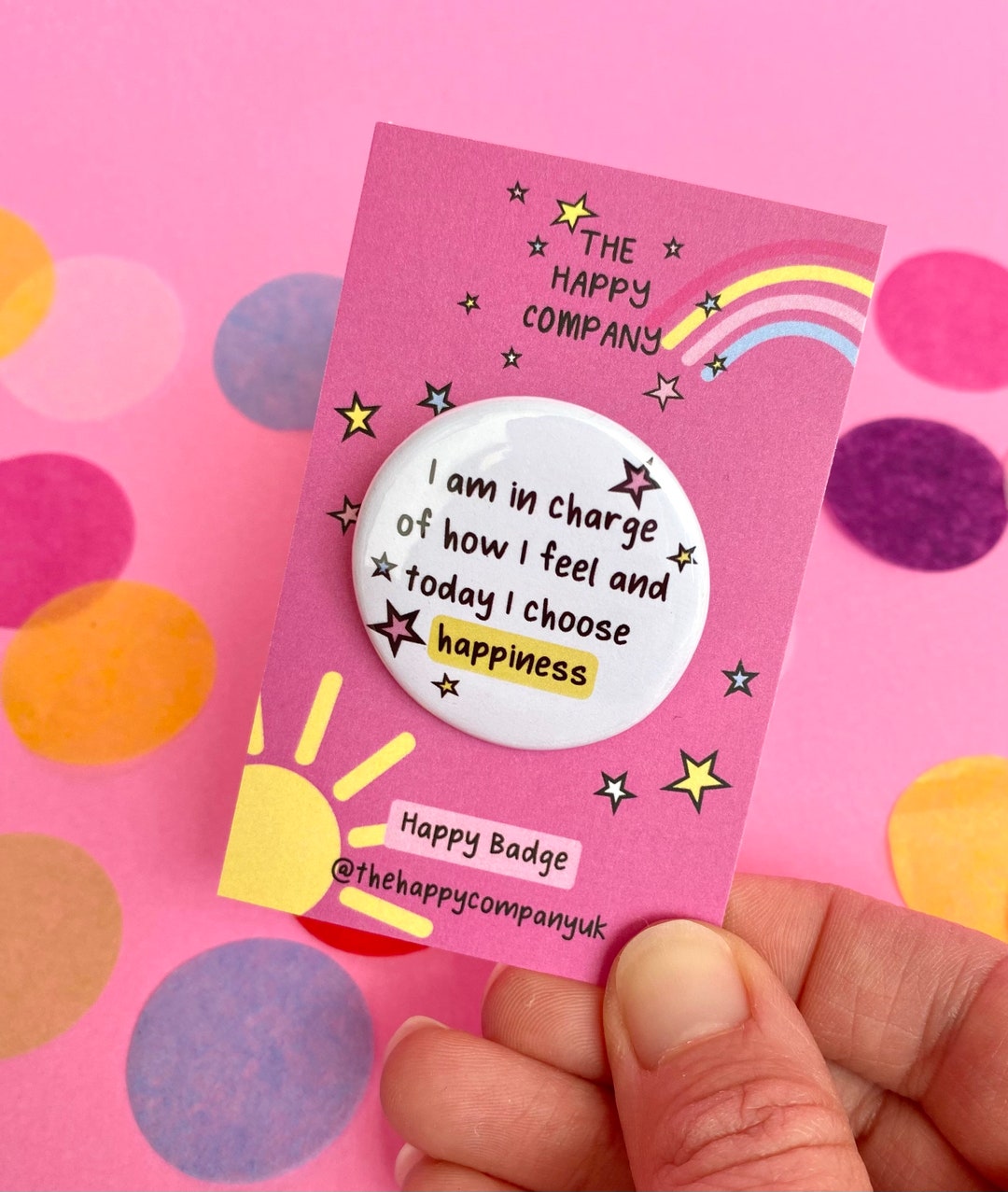 Choose Happiness Affirmation Pin Badge | Mental Health Gift ...